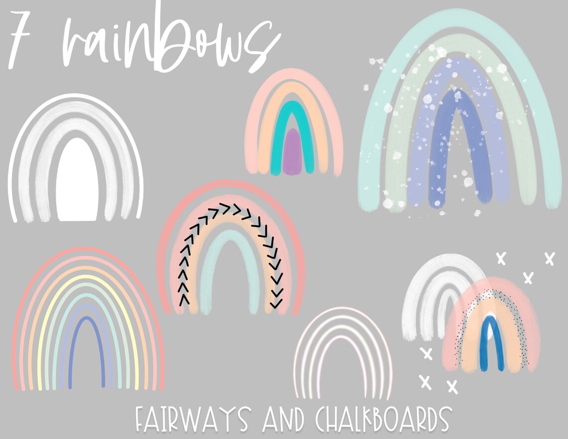 Modern Rainbow Clip Art Digital Stickers | Etsy