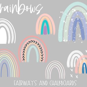 Modern Rainbow Clip Art + Digital Stickers - Etsy