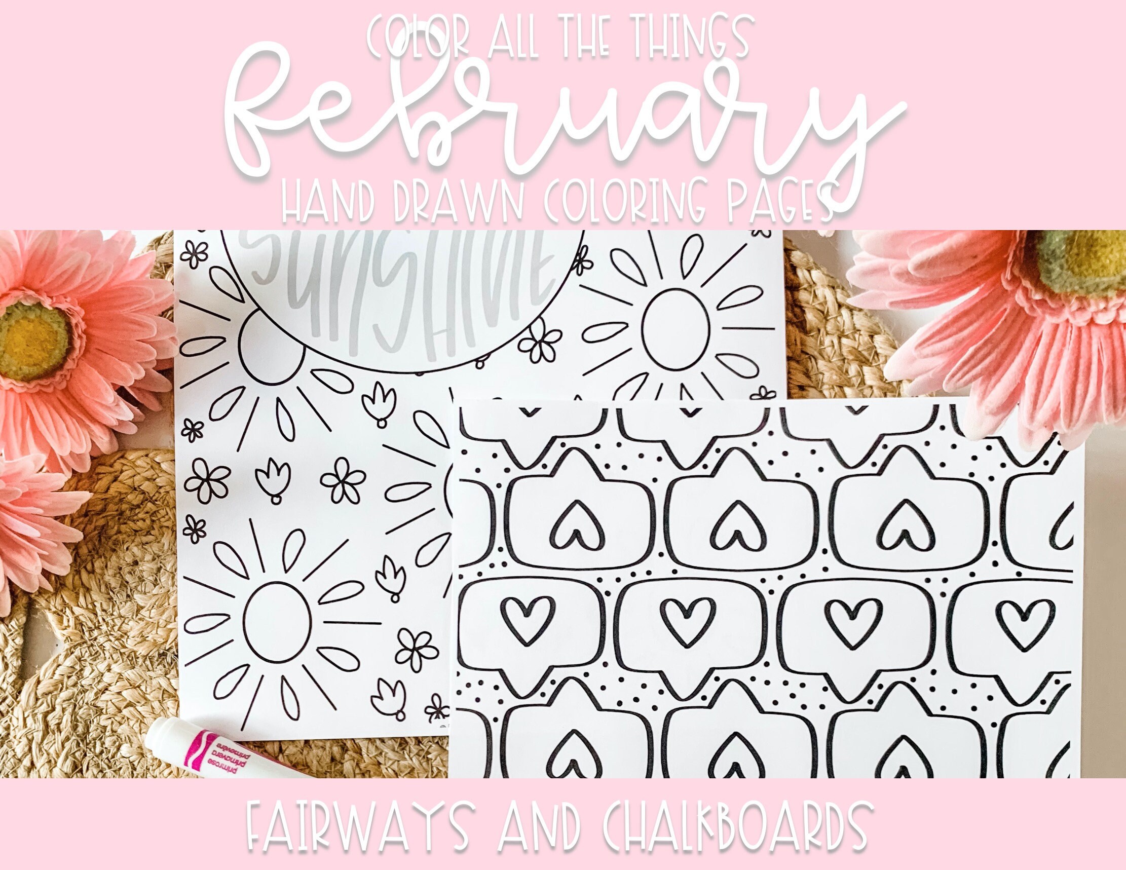 Color ALL The Things Volume ll: February Hand Drawn Coloring | Etsy