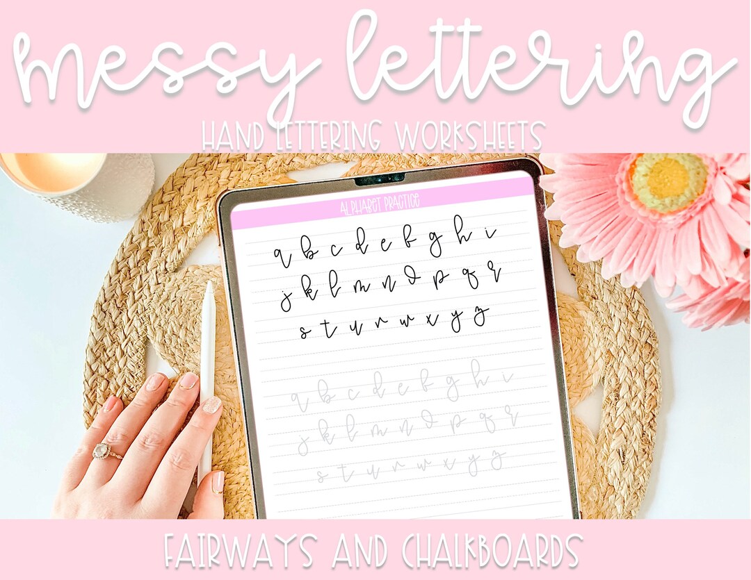 Messy Hand Lettering Worksheets | Lettering Workbook | Digital Hand ...