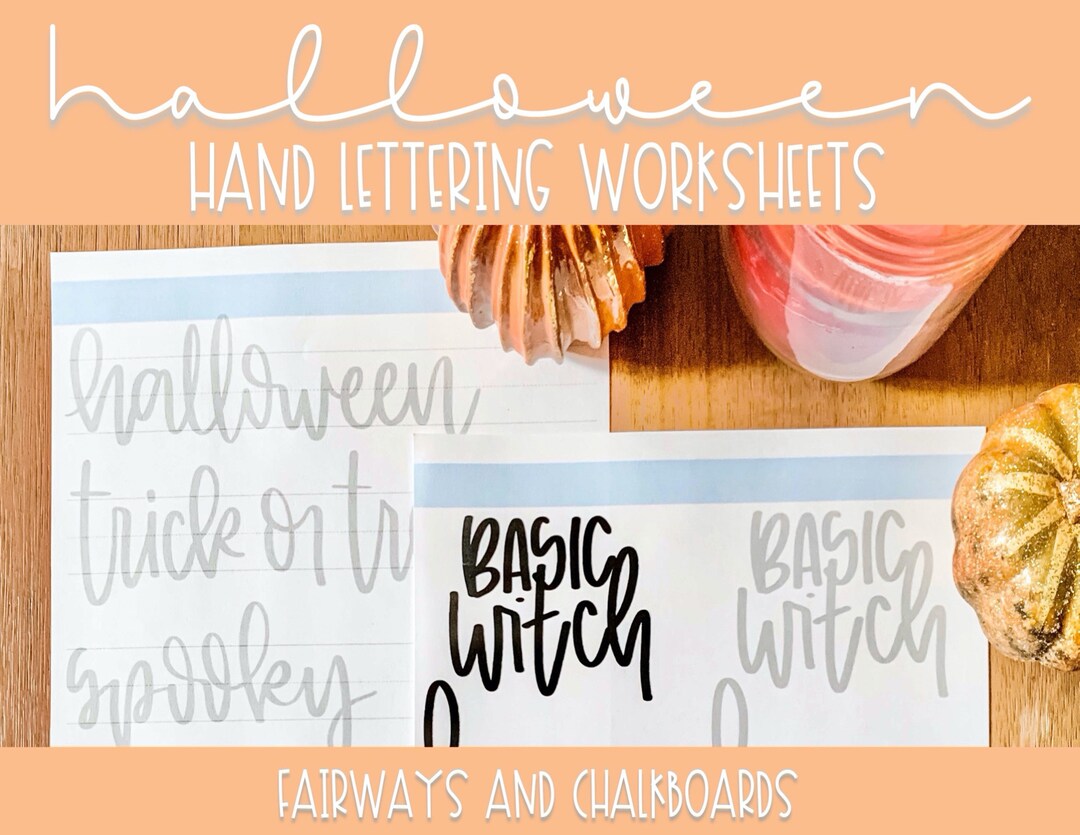 Halloween Hand Lettering Worksheets - Etsy