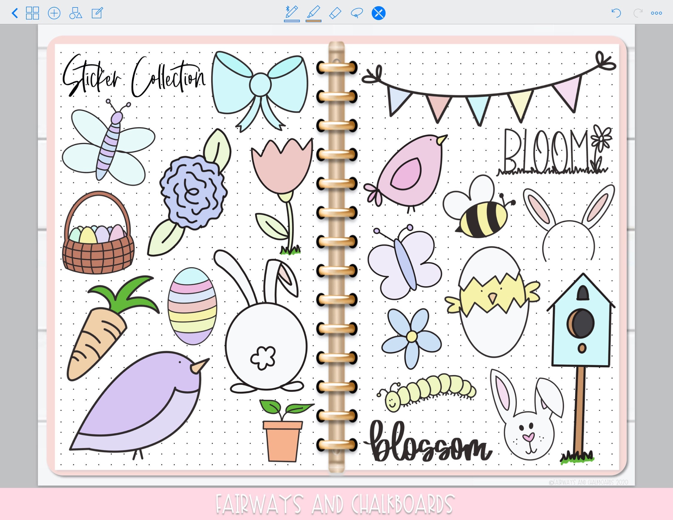 Cute Spring Digital Planner Stickers Digital Journal Digital Planning ...