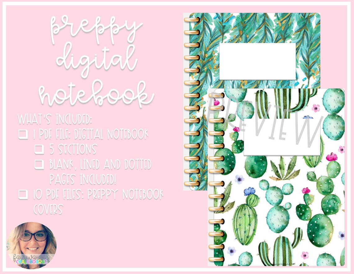 Preppy Digital Notebook - Etsy