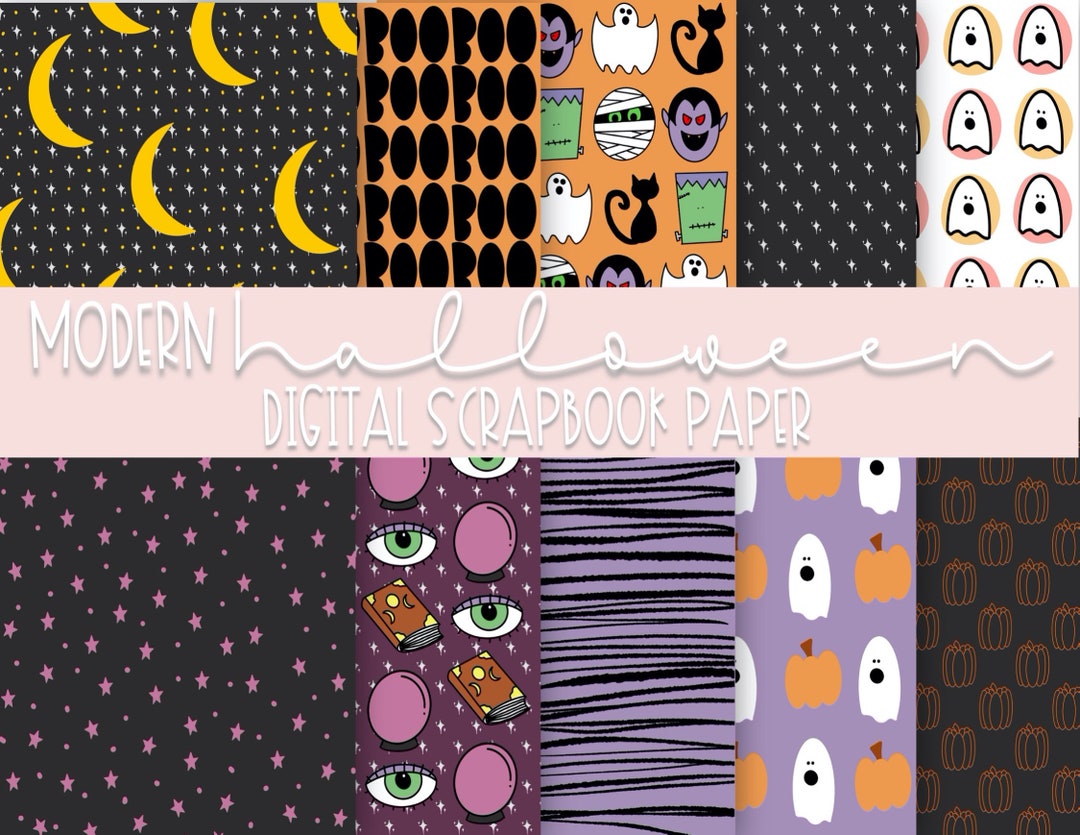 Modern Halloween Digital Scrapbook Paper | 12" X 12" | Digital or ...