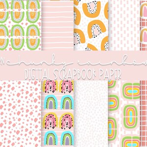 Modern Chunky Rainbows Digital Scrapbook Paper | 12" X 12" | Digital or ...