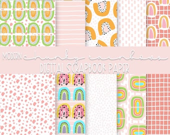 Modern Boho Rainbows Digital Scrapbook Paper 12 X | Etsy