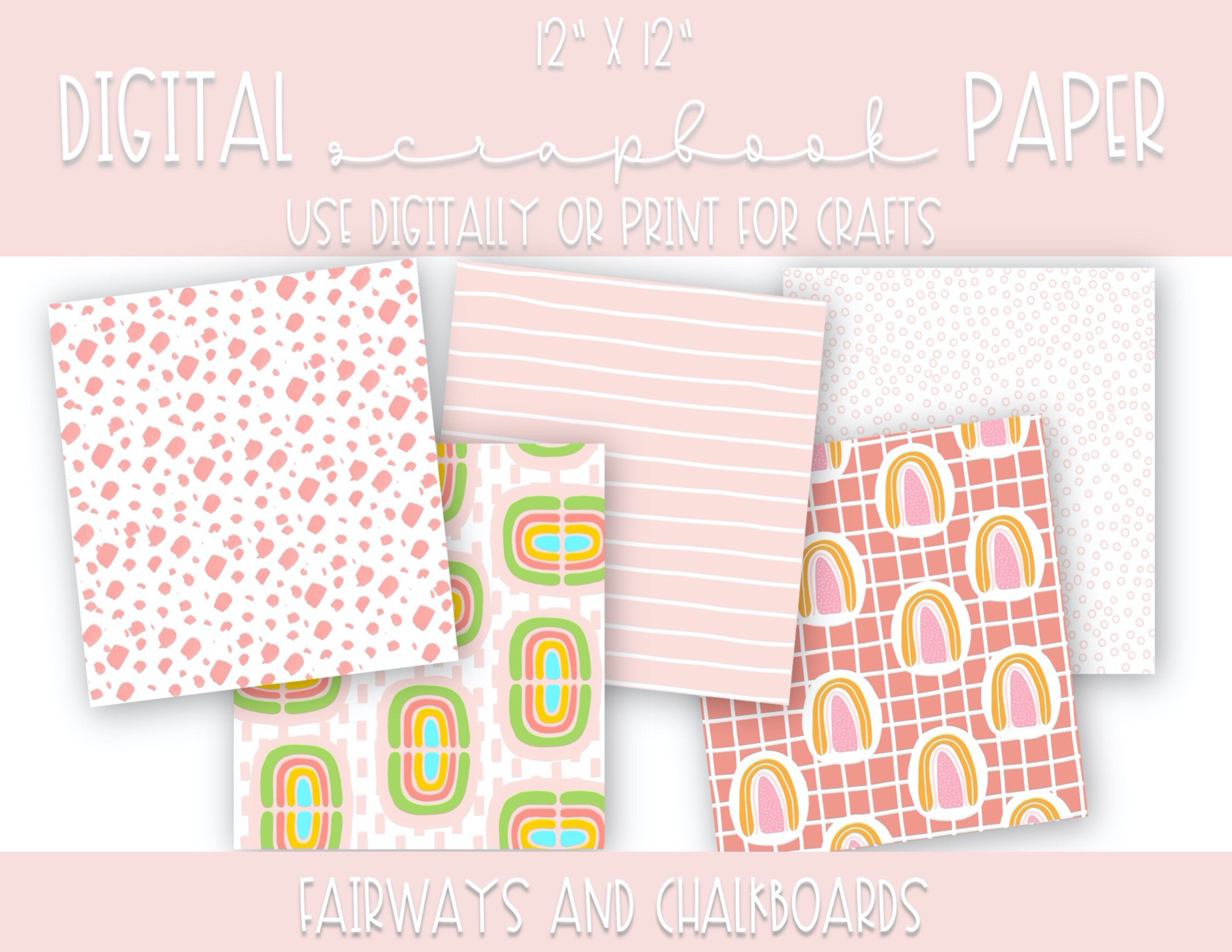 Modern Chunky Rainbows Digital Scrapbook Paper 12 X 12 Digital or ...