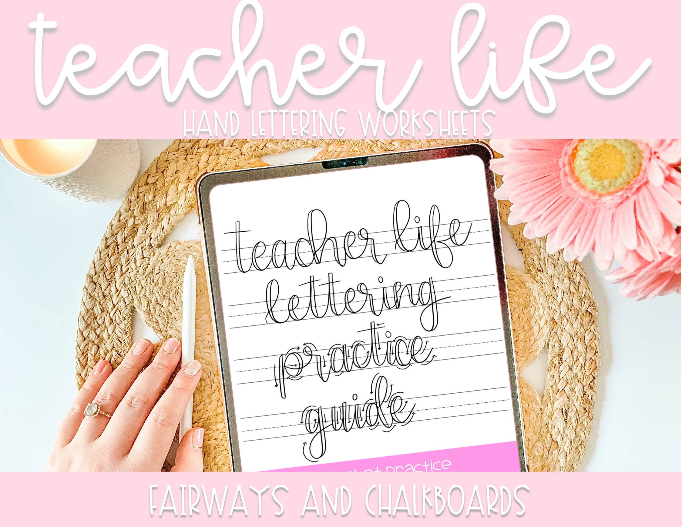 Teacher Life Hand Lettering Worksheets | Lettering Workbook | Digital ...