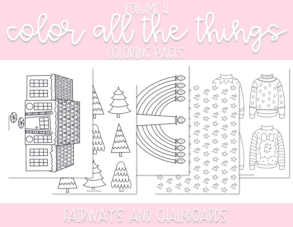 Color ALL the Things Volume 4: December Hand Drawn Coloring Pages ...