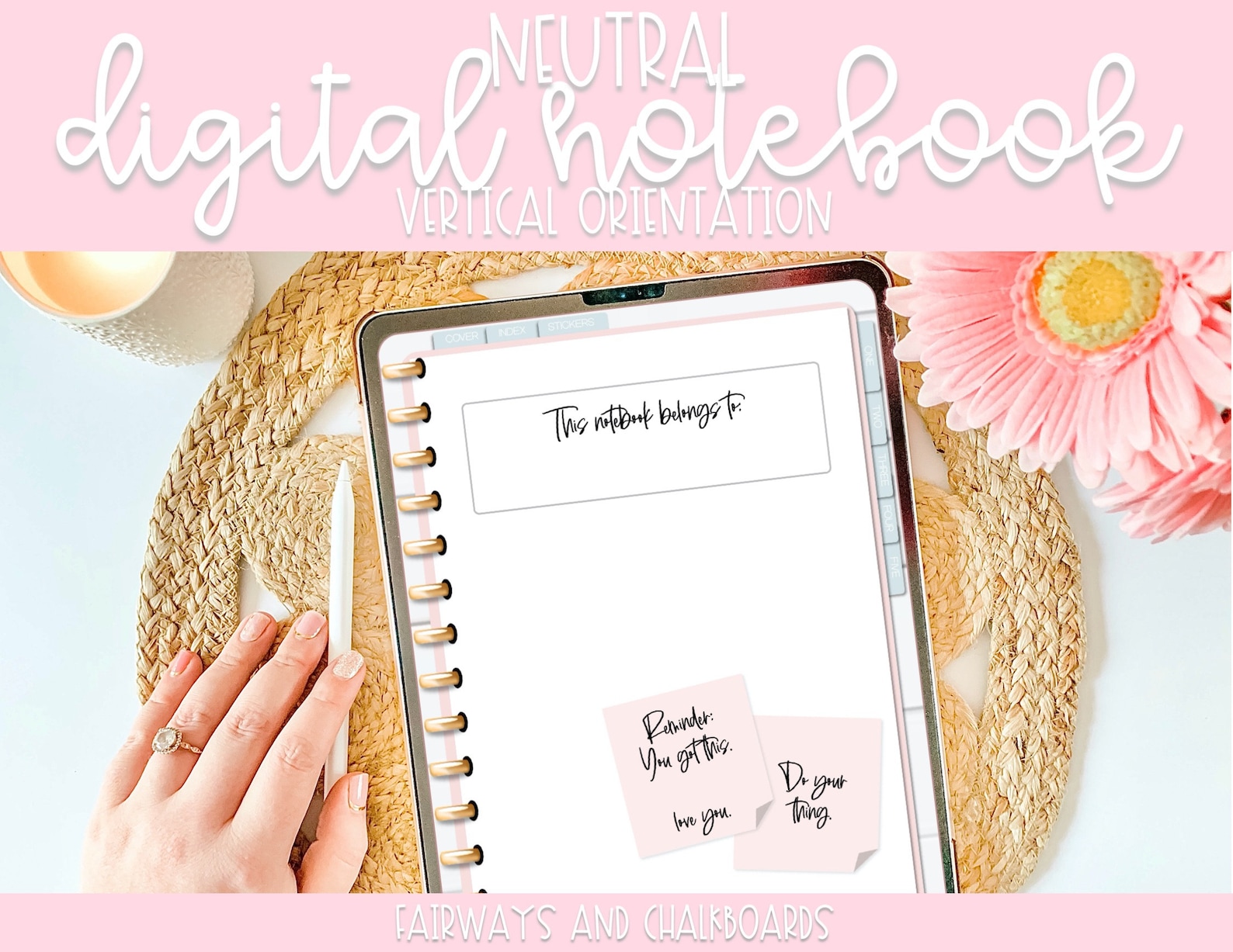Neutral Portrait Digital Notebook 5 Tabs Lined, Blank Dotted Paper - Etsy