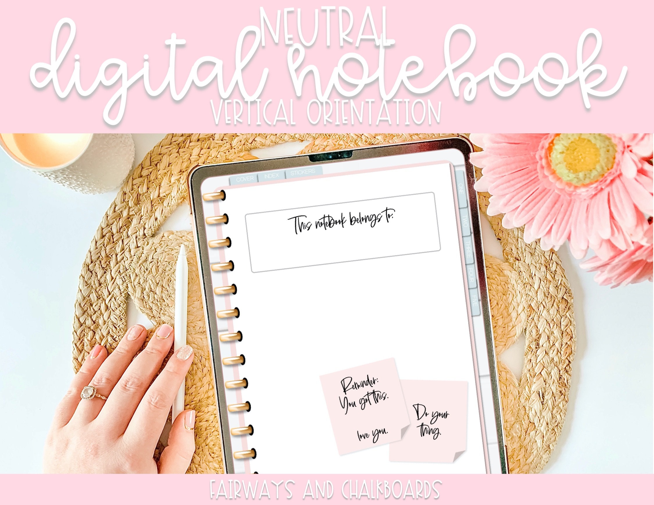 Neutral Portrait Digital Notebook 5 Tabs Lined, Blank Dotted Paper - Etsy