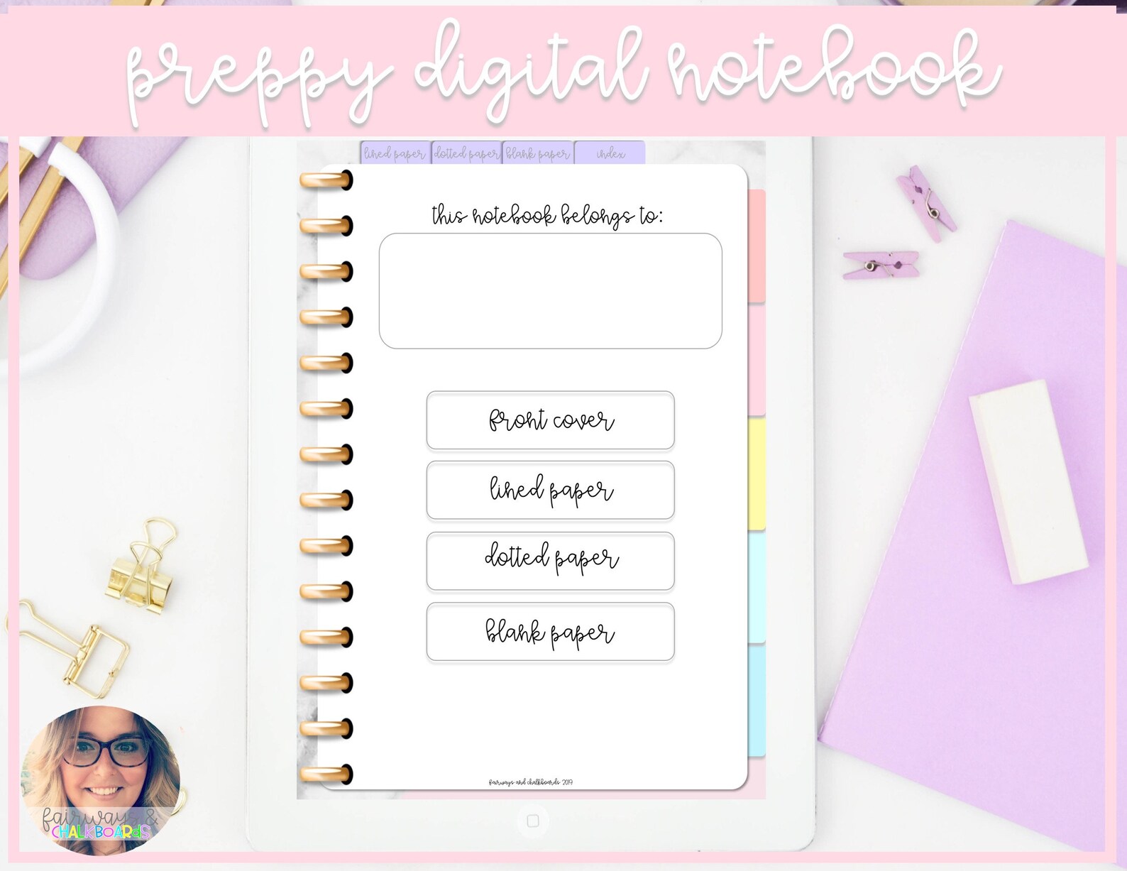 Preppy Digital Notebook - Etsy