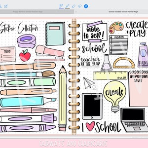 Preppy School Doodles Digital Planner Stickers | Etsy