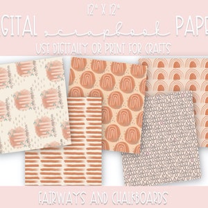 Abstract Rustic Boho Digital Scrapbook Paper | 12" X 12" | Digital or ...