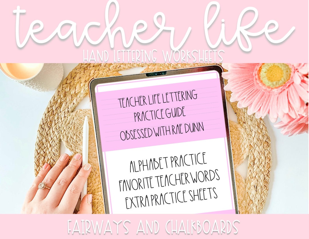 Teacher Life Rae Dunn Inspired Hand Lettering Worksheets | Lettering ...