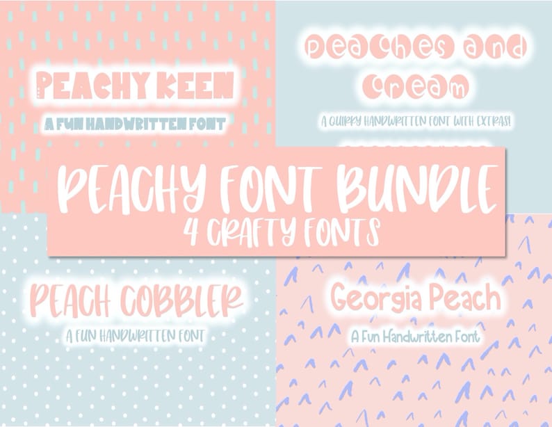 Peachy Font Bundle | 4 Crafty Fonts - Etsy