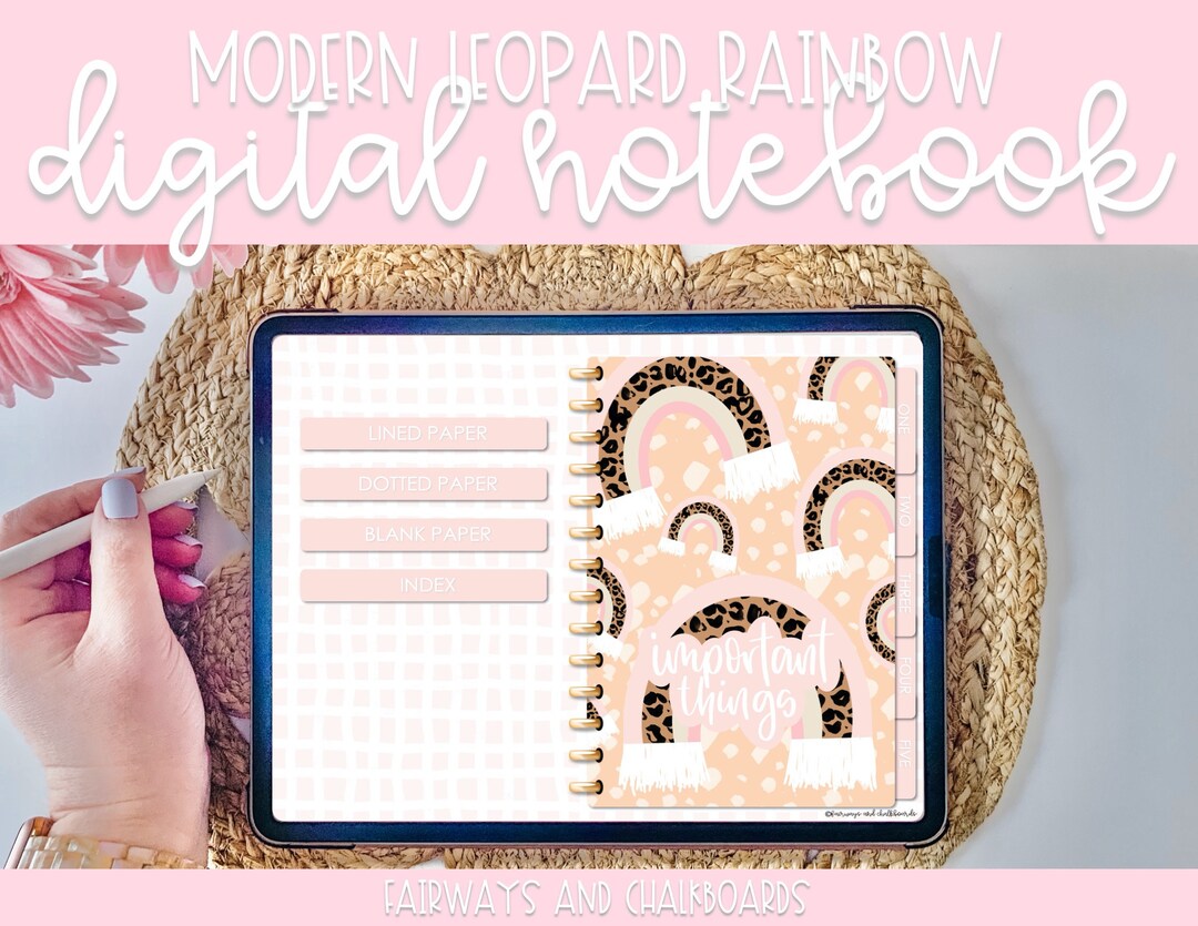 Modern Rainbow Landscape Digital Notebook - 5 Tabs | Lined, Blank ...
