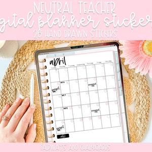 Neutral Teacher Digital Planner Stickers - Etsy