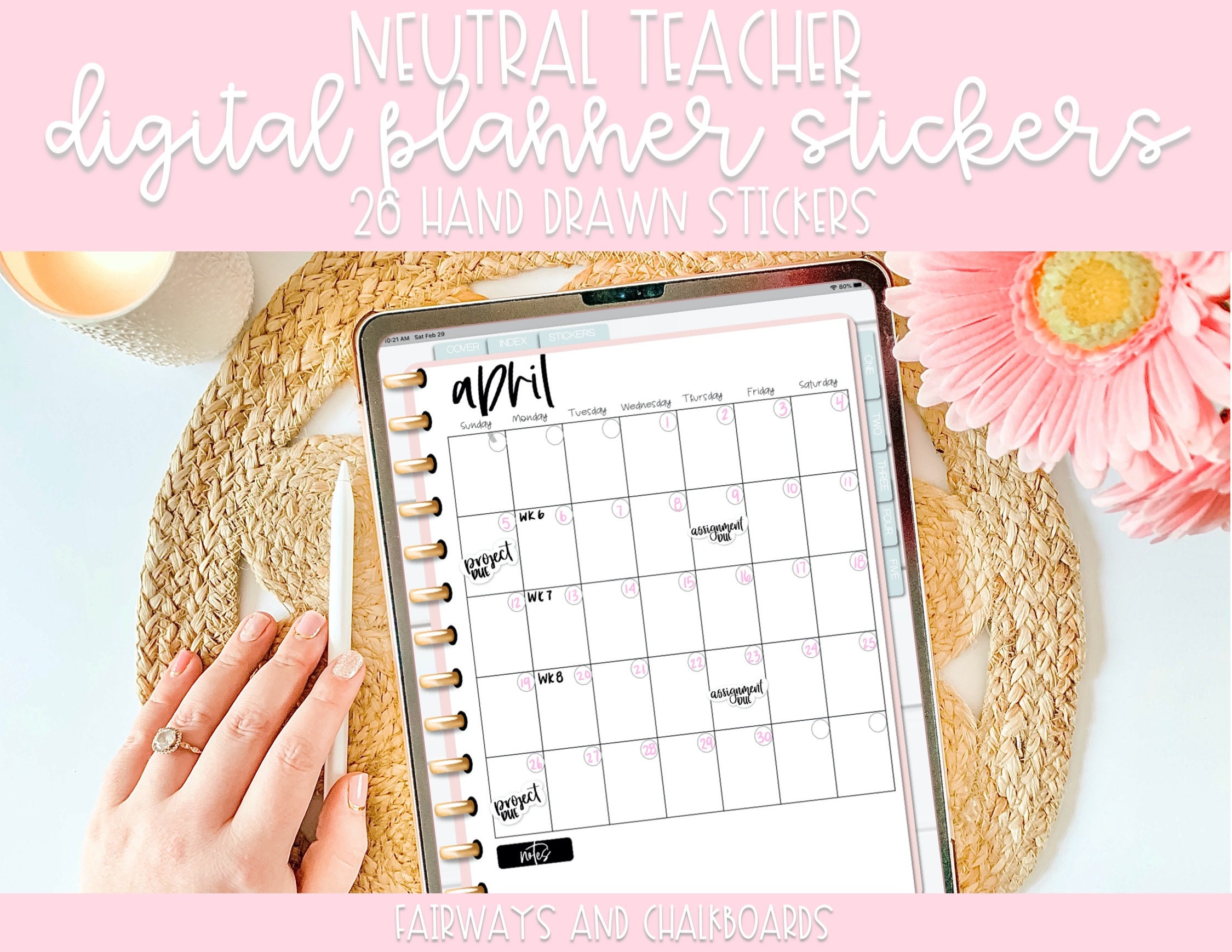 Neutral Teacher Digital Planner Stickers - Etsy