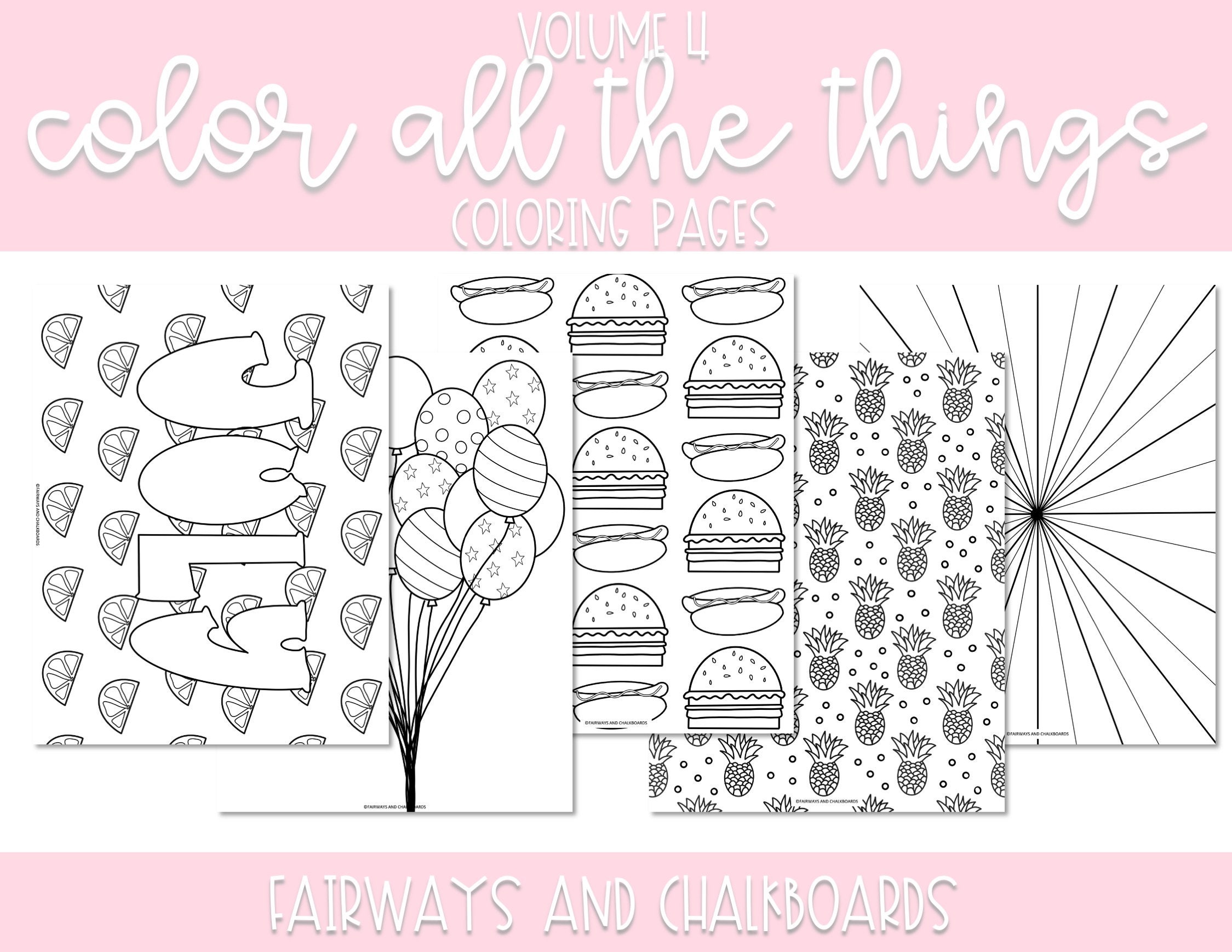Color ALL the Things Volume 4: July Hand Drawn Coloring Pages ...