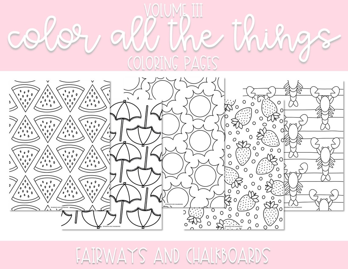Color ALL the Things Volume Lll Summer Hand Drawn Coloring - Etsy