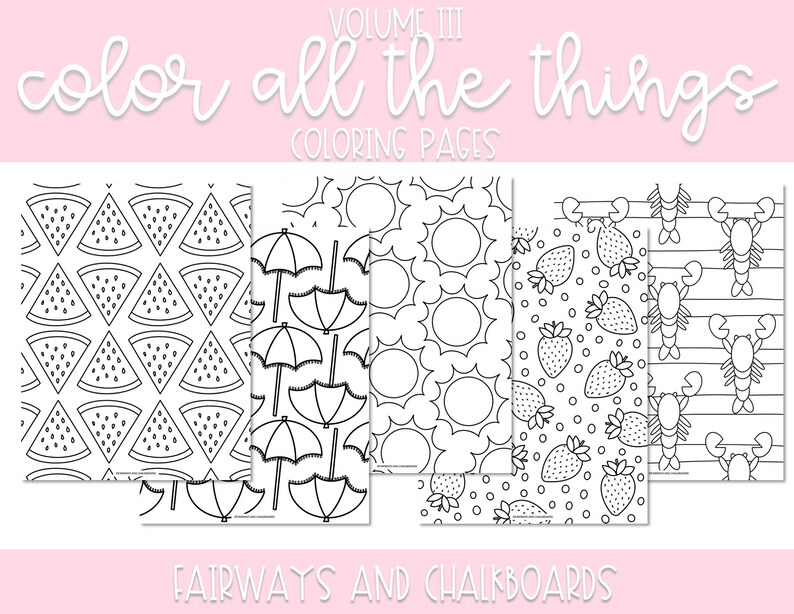 Color ALL the Things Volume Lll Summer Hand Drawn Coloring - Etsy