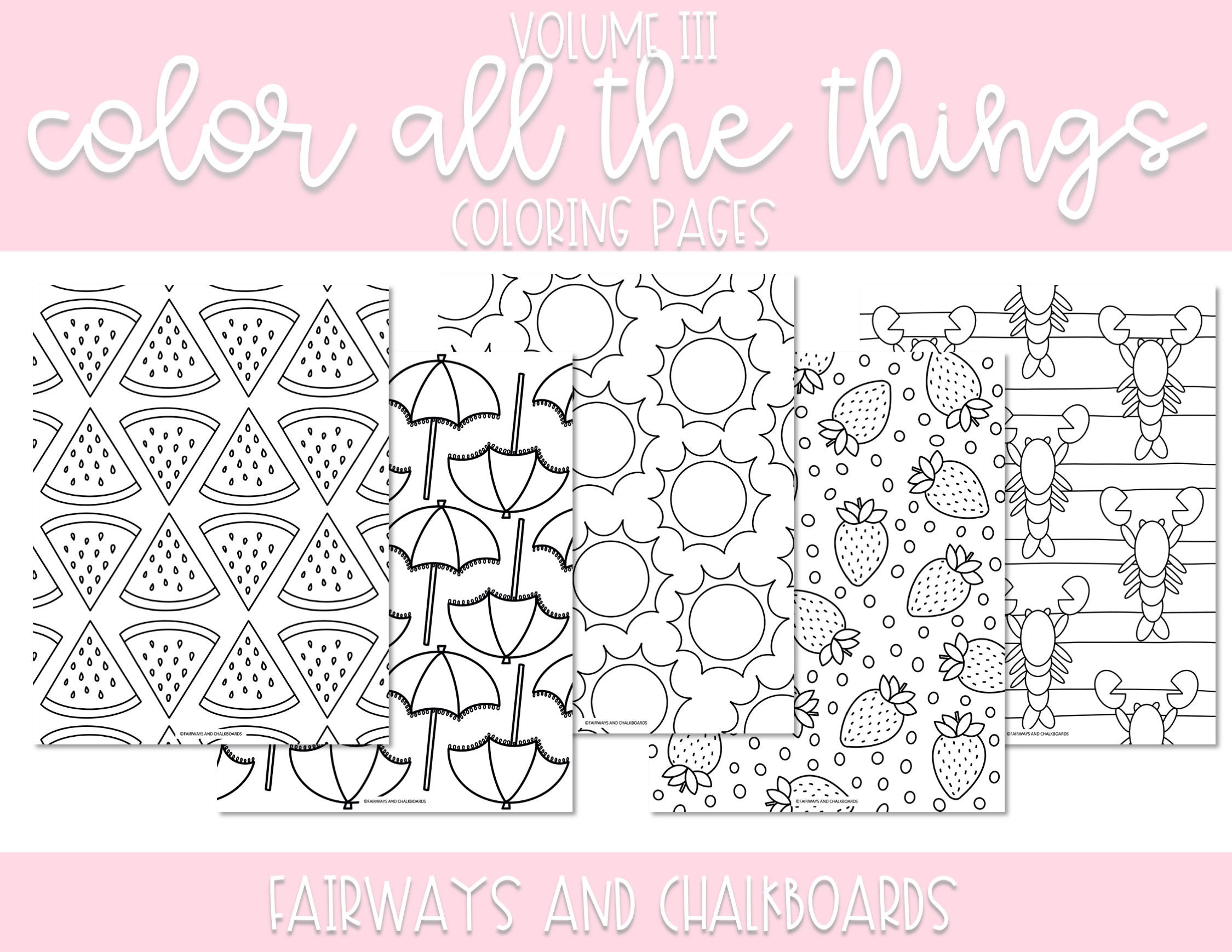 Color ALL the Things Volume Lll Summer Hand Drawn Coloring - Etsy