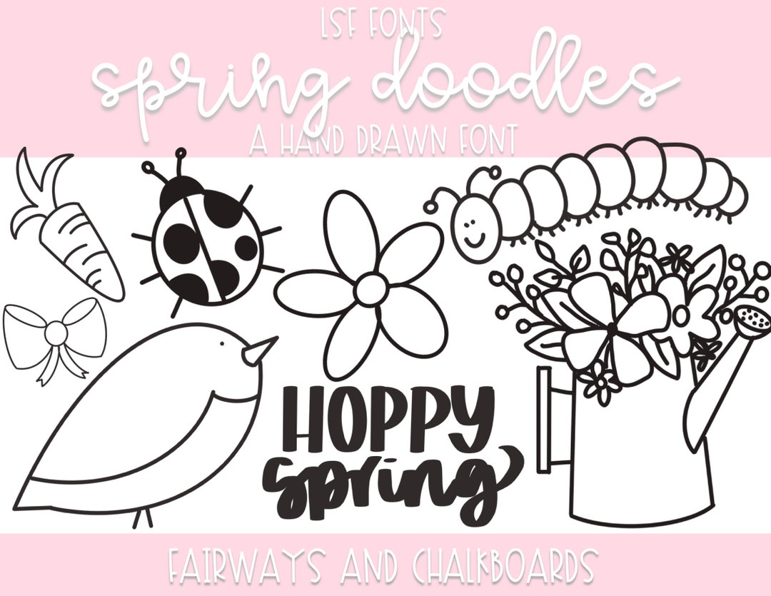 LSF Spring Doodle Font | Dingbat Font | Spring Clip Art - Etsy