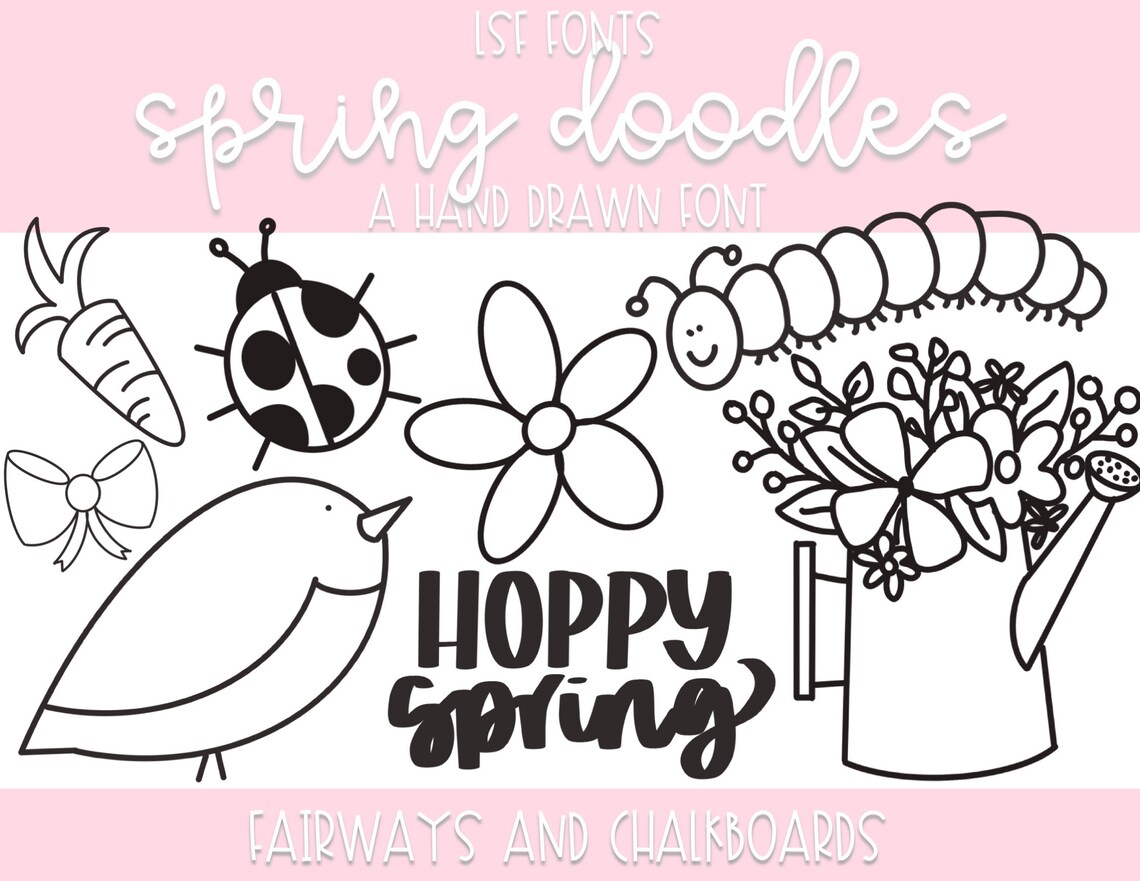 LSF Spring Doodle Font Dingbat Font Spring Clip Art | Etsy
