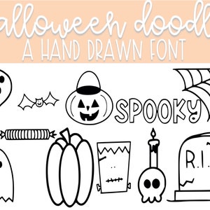 Halloween Doodles | Dingbat Font | Doodle Font | Clip Art - Etsy