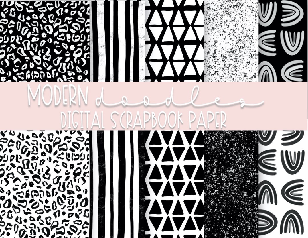 Modern Doodles Digital Scrapbook Paper | 12" X 12" | Digital or ...