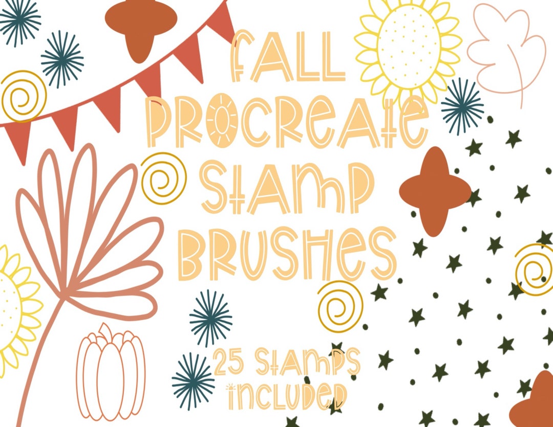 Fall Procreate Stamp Pack | Stamp Brushes for Procreate | Doodle Stamps ...