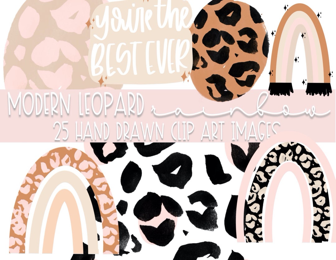 Modern Leopard Rainbow Clip Art + Digital Stickers - Etsy