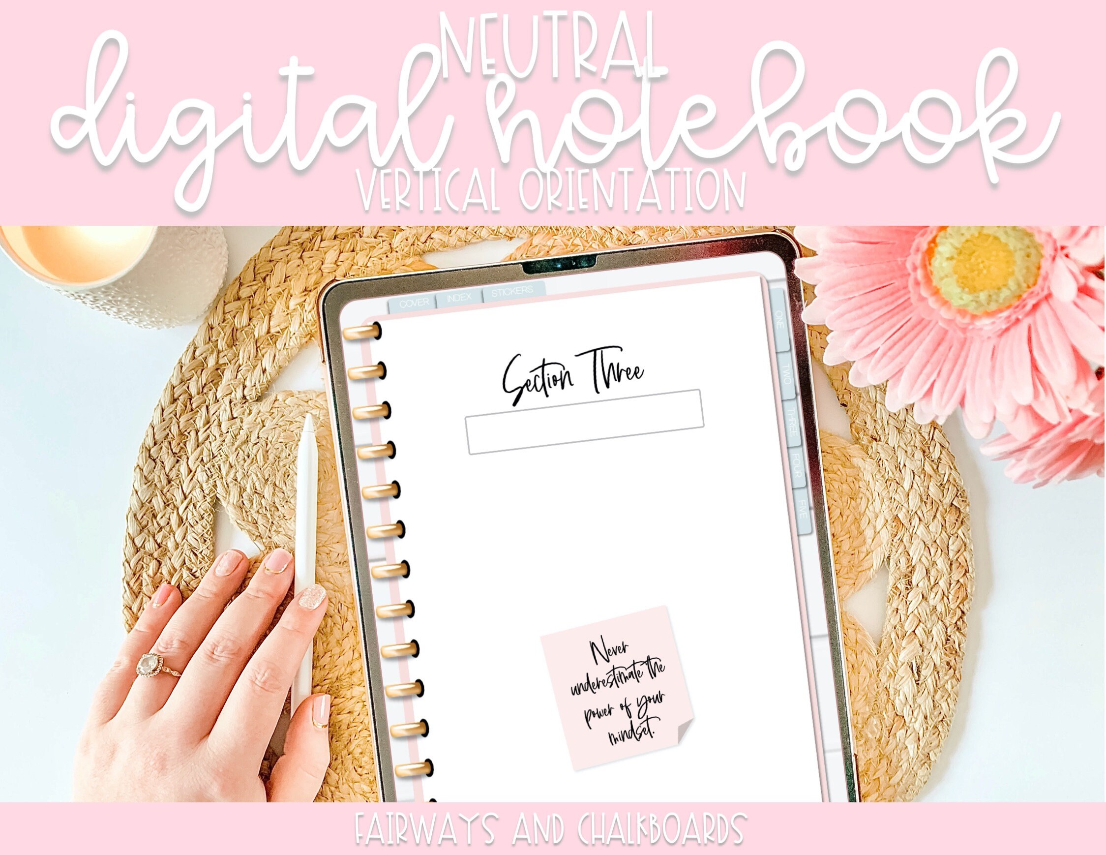 Neutral Portrait Digital Notebook 5 Tabs Lined Blank - Etsy