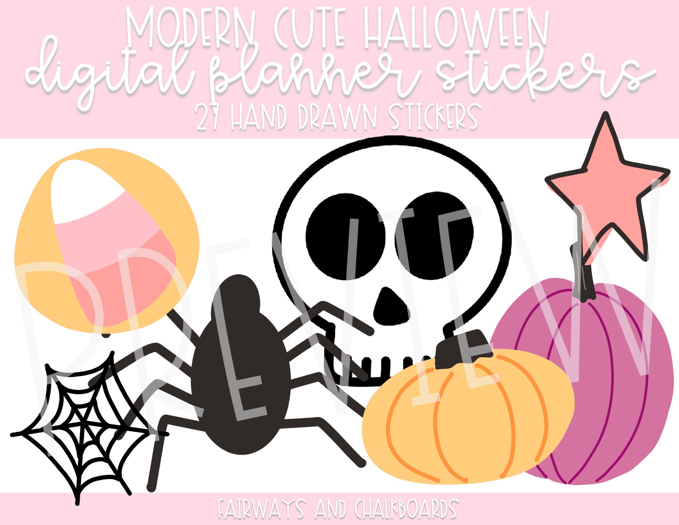 Modern Cute Halloween Digital Planner Stickers - Etsy