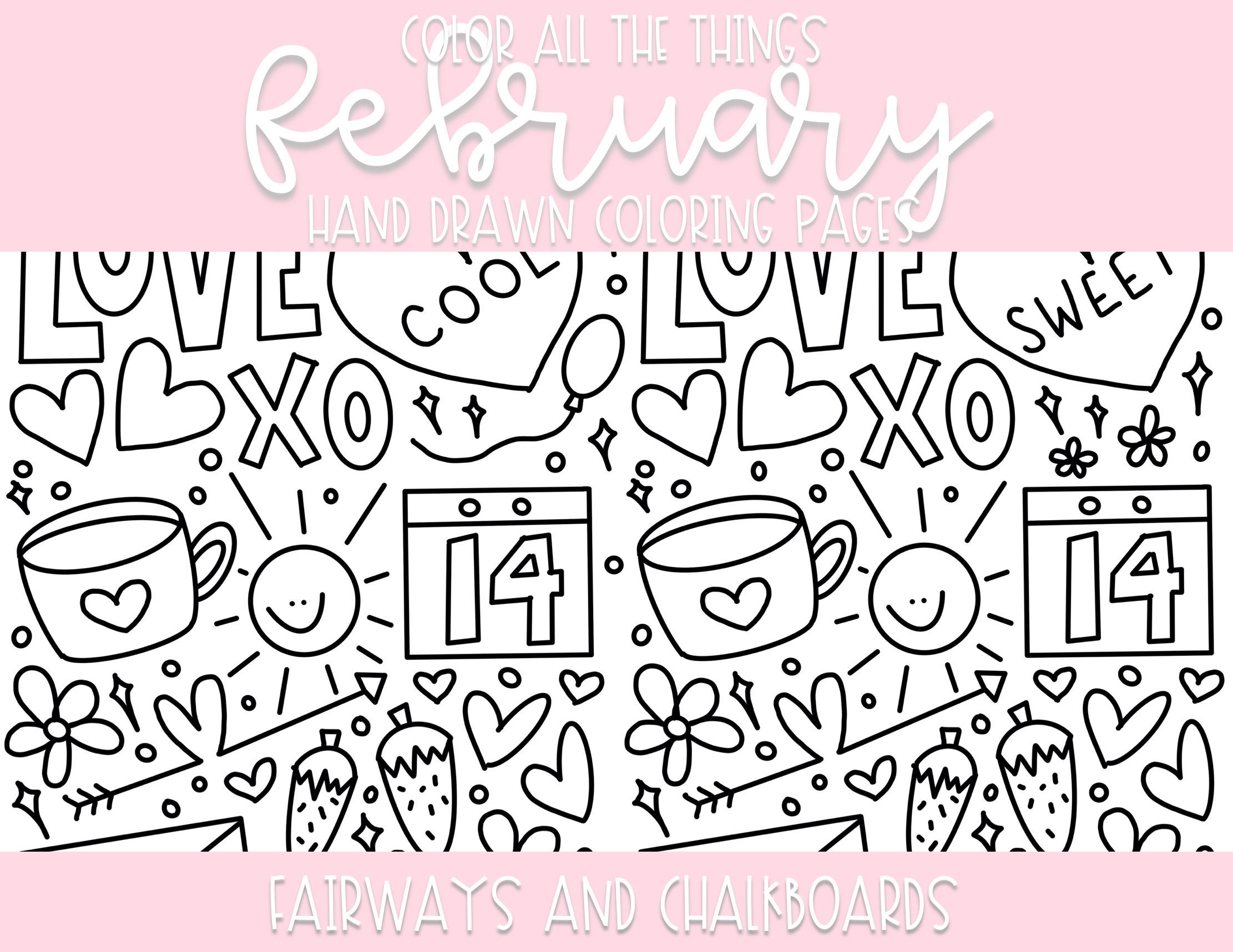 Color ALL the Things Volume Ll: February Coloring Pages - Etsy UK
