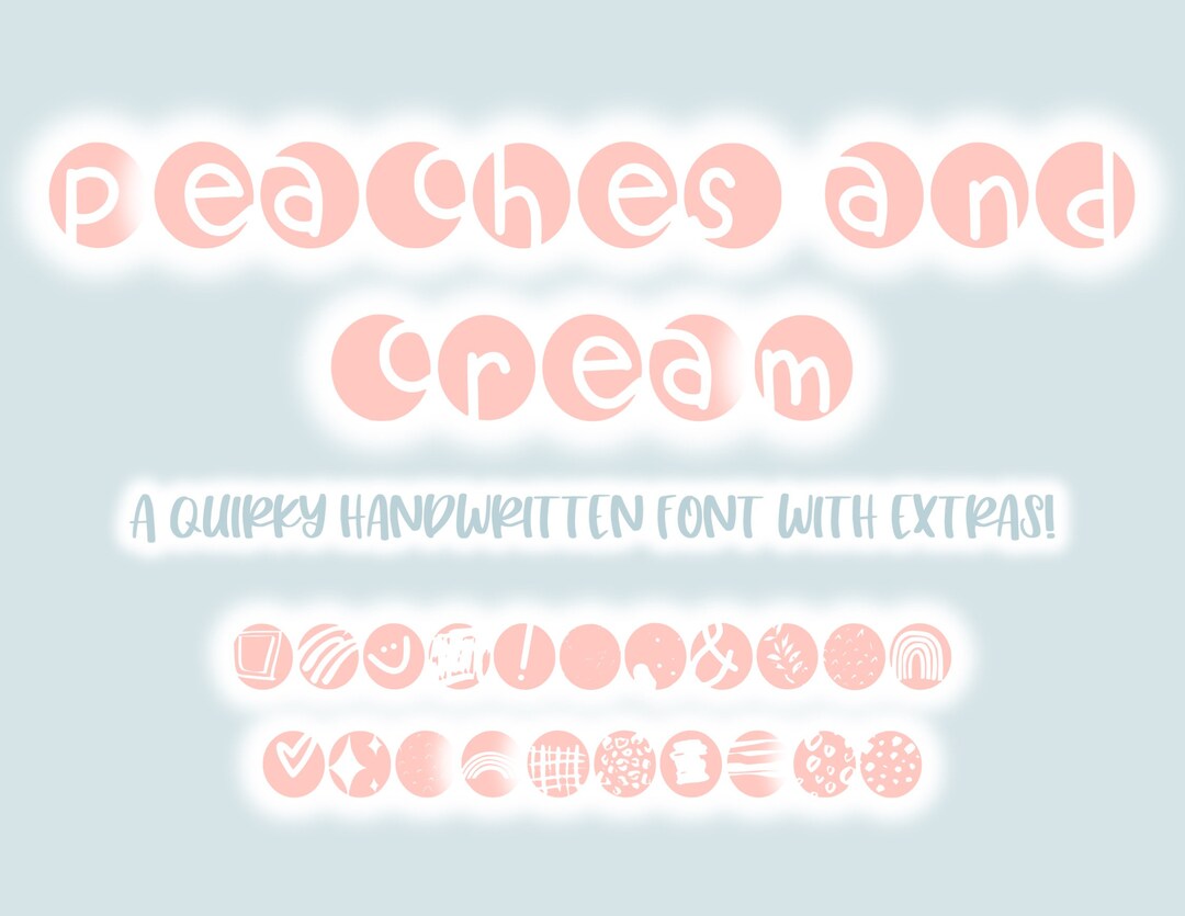 Peaches + Cream | Fun Handwritten Font | Quirky Font | Extras - Etsy
