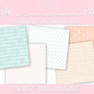 Modern Rainbow Digital Scrapbook Paper | 12" X 12" | Digital or ...