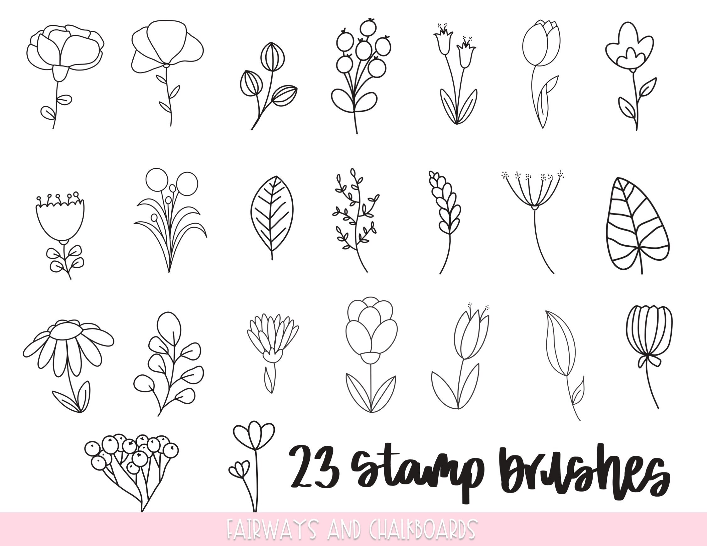 Floral Procreate Stamp Set Stamp Brushes for Procreate Doodle Stamps ...