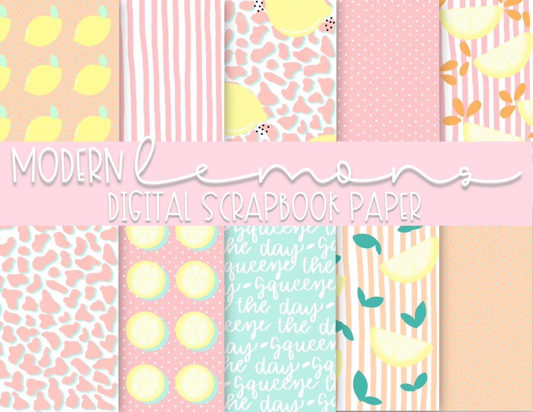 Modern Lemon Digital Scrapbook Paper | 12" X 12" | Digital or Printable ...