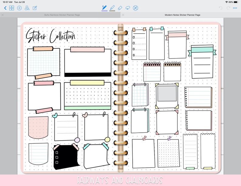 Modern Notes Digital Planner Stickers - Etsy