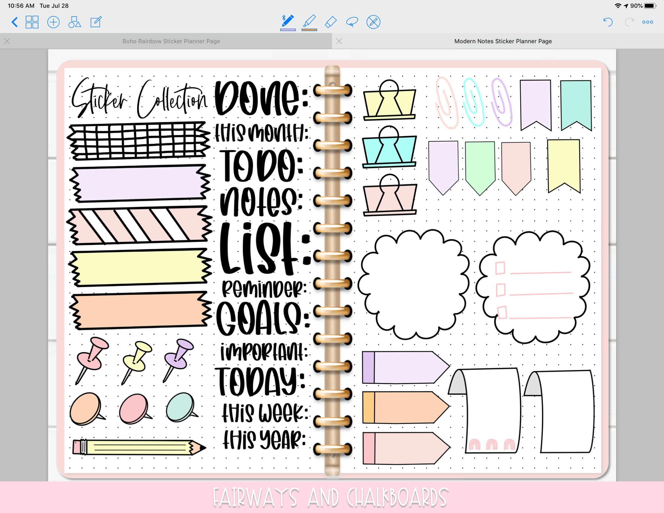 Modern Notes Digital Planner Stickers - Etsy