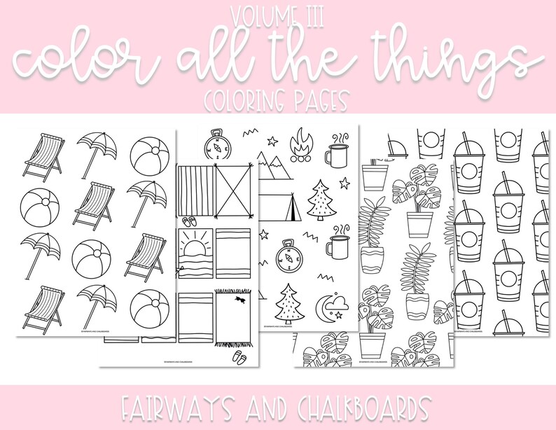 Color ALL the Things Volume Lll Summer Hand Drawn Coloring - Etsy