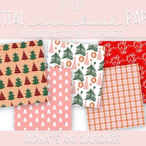 Boho Christmas Digital Scrapbook Paper | 12" X 12" | Digital or ...
