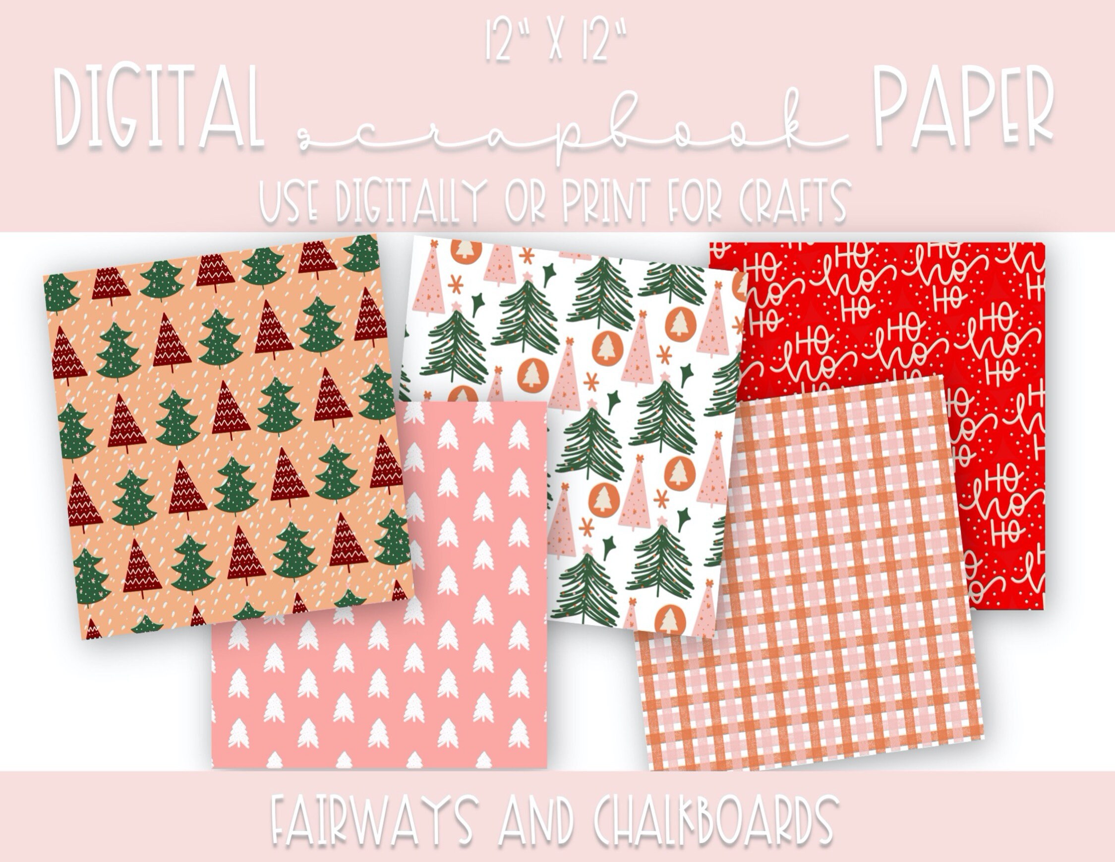 Boho Christmas Digital Scrapbook Paper 12 X 12 - Etsy