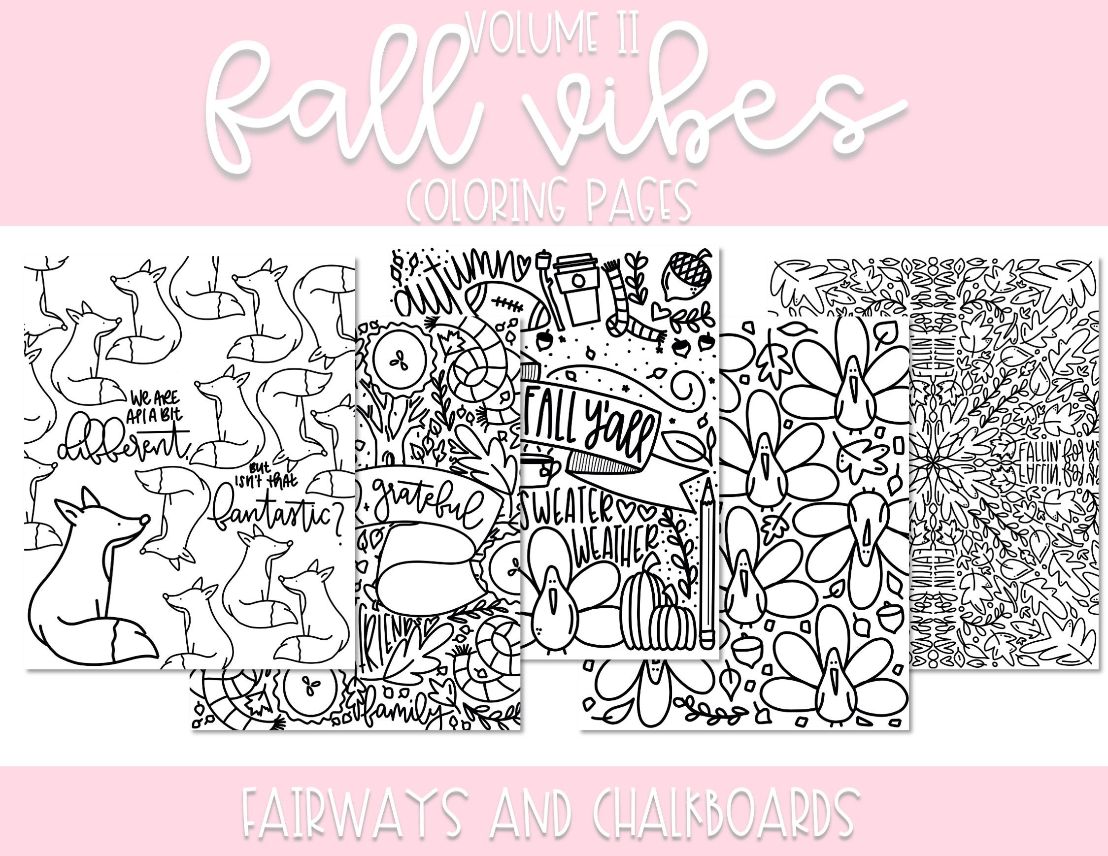 Color ALL the Things: Fall Vibes Coloring Pages Printable - Etsy