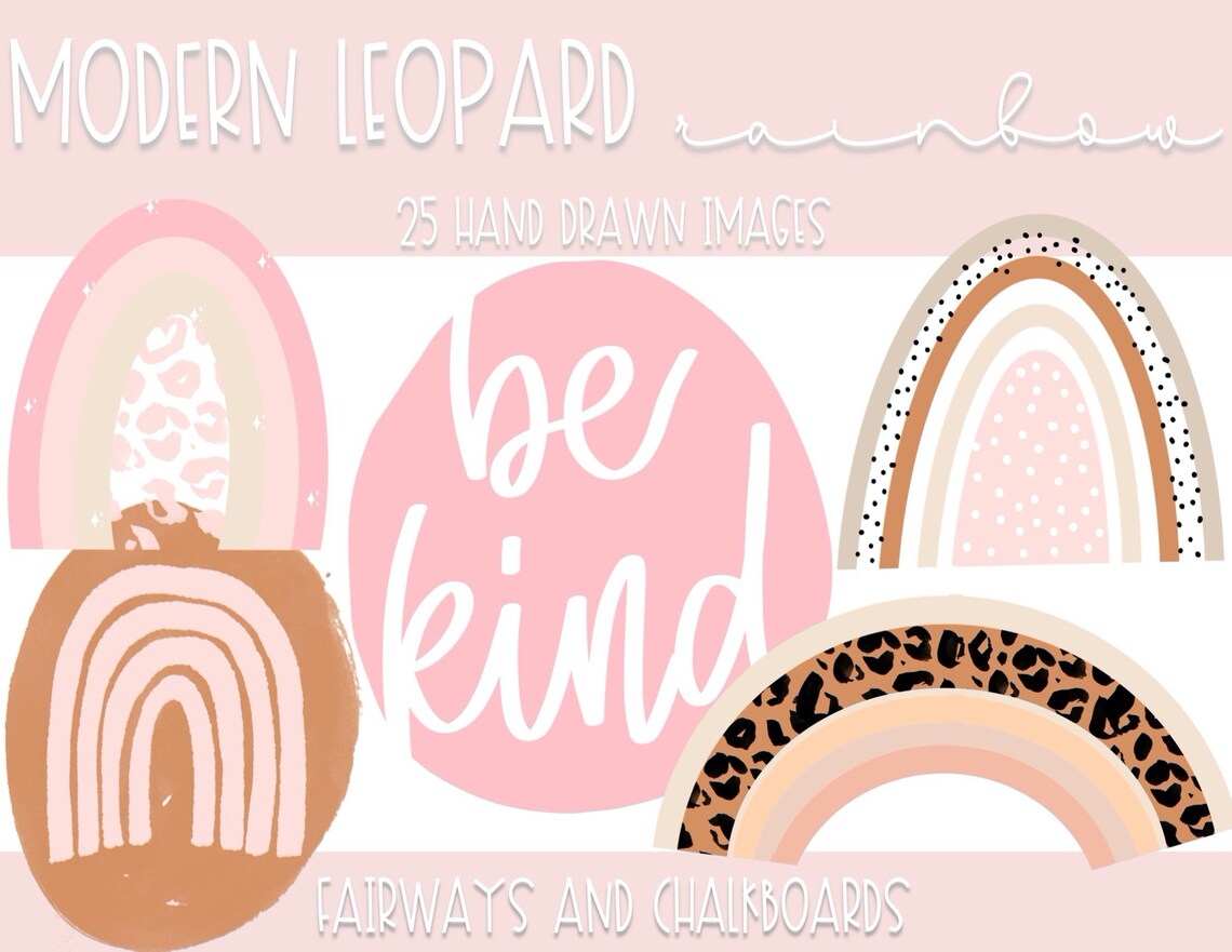 Modern Leopard Rainbow Clip Art Digital Stickers - Etsy