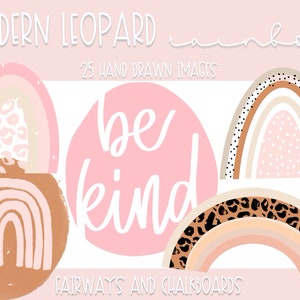 Modern Leopard Rainbow Clip Art + Digital Stickers - Etsy