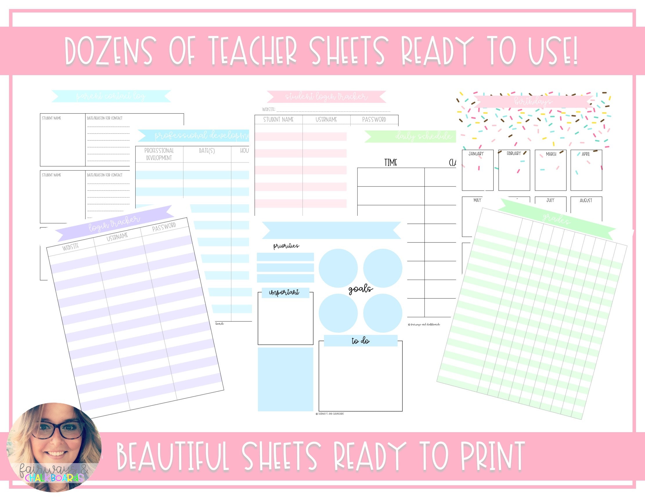 Preppy Teacher Binder: Printable - Etsy