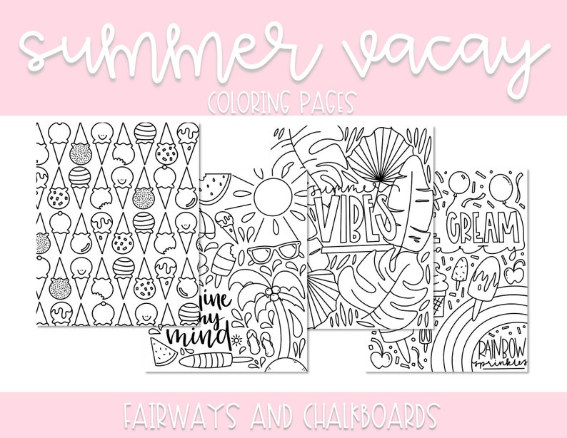 Color ALL The Things: Summer Vacay Coloring Pages Printable | Etsy